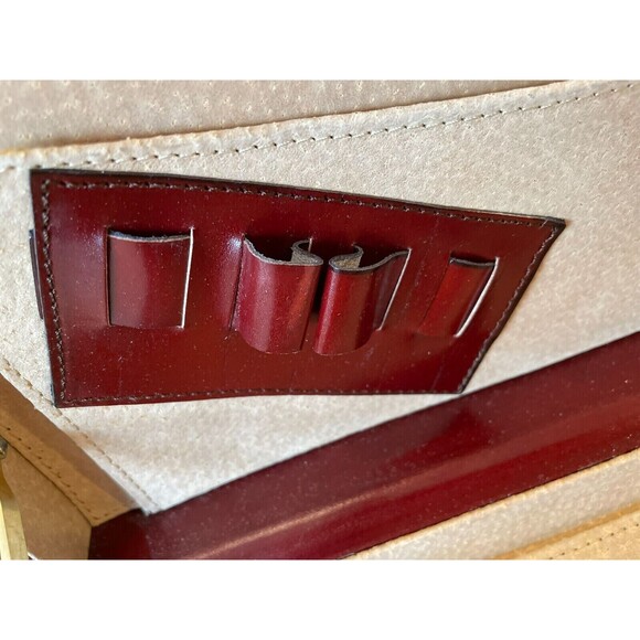 M Made In Italy | Bags | Leather Briefcase Traditional Hard Sided Made ...